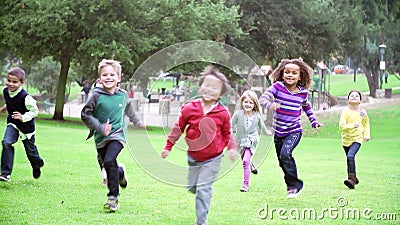 Group of Children Running Towards Camera in Slow Motion Stock Video ...