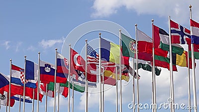 Group of Flags of Various States - As a Symbol of World Cooperation ...