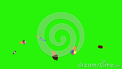 Group of Ice Cream Animation on Green Screen Chroma Key, Decorative ...