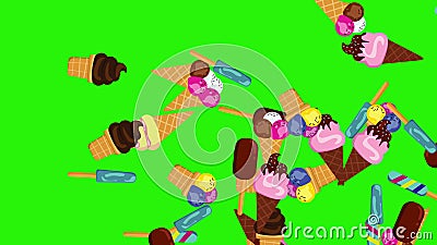 Group of Ice Cream Animation on Green Screen Chroma Key, Decorative ...
