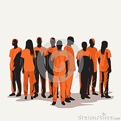 Group Of Inmates Vector Flat Minimalistic Isolated Illustration ...