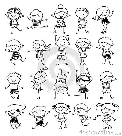 Group Of Kids,drawing Sketch Stock Vector - Image: 46172592
