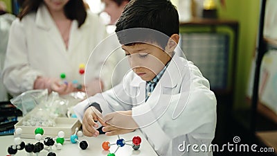 Group of Kids Scientist Students Holding Molecules at Laboratory ...