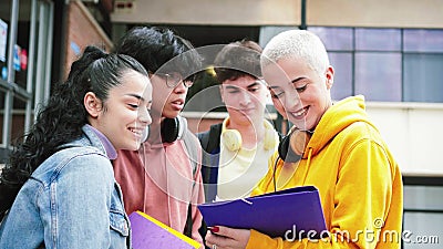 Group of Multiethnic Young Friend Students Smiling and Talking about ...