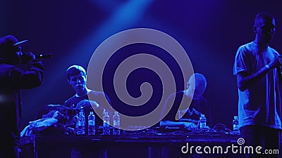 Group People Rap on Stage. Slow Motion Stock Footage - Video of record ...