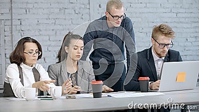 Group of People Using Modern Computer and Making Brainstorming R Stock ...