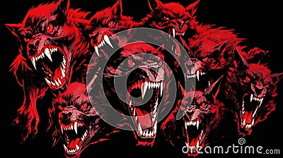 A Group Of Red And Black Werewolves, AI Stock Photo | CartoonDealer.com ...