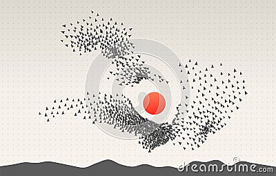 Group Of Self Organized Objects. Crowd Of People Behaviour. Flocking Boids Simulation ...