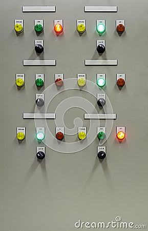 Group Of Status Indicator Light On Electrical Control Panel. Stock ...
