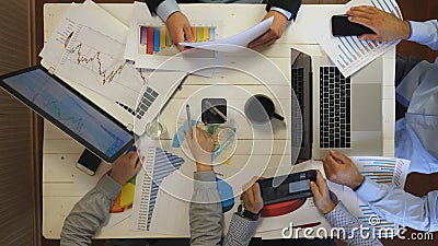 Group of Young Entrepreneurs Plan Future Project Sitting at Table. Male ...