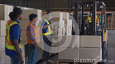 Group Young Man Carrying Box Stack for Transportation and Distribution ...
