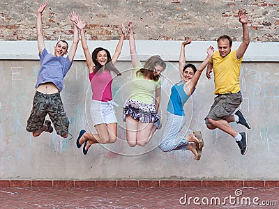 Group of young people jumping - Stock Image - Everypixel