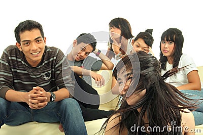 Group Of Young People On Sofa Royalty-Free Stock Photography ...