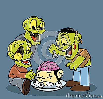 Group Of Zombies Eating Brain Stock Illustration - Image: 70797513