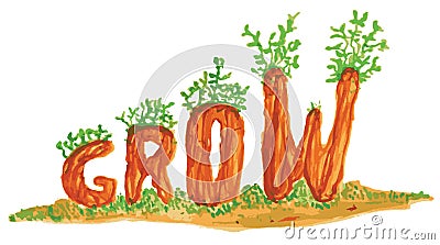 Grow Word Art Stock Illustration - Image: 57652848