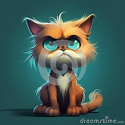 Grumpy Cat On Blue Background Royalty-Free Cartoon | CartoonDealer.com ...