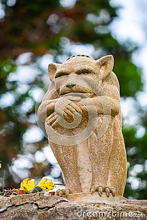 Grumpy And Cute Stone Gargoyle Vintage Medieval Statue Royalty-Free ...