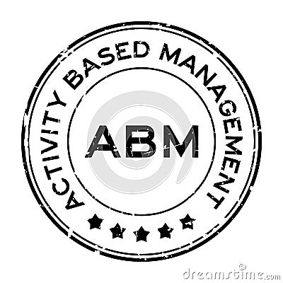 Grunge Black ABM Activity Based Management Word Round Rubber Stamp On ...