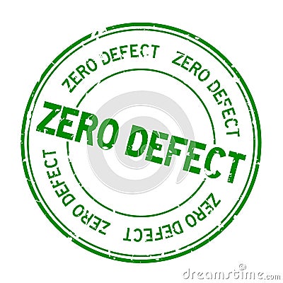 Grunge Green Zero Defect Word Round Rubber Stamp On White Background ...