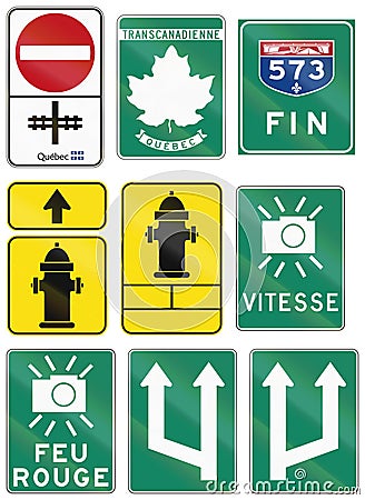 Guide Road Signs In Quebec - Canada Royalty-Free Stock Photography ...