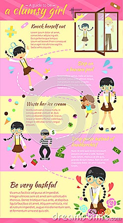 A Guide To Be A Clumsy Girl Infographic Template Layout Design W ...