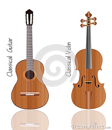 Guitar And Violin Vector Set Stock Photos - Image: 15354543