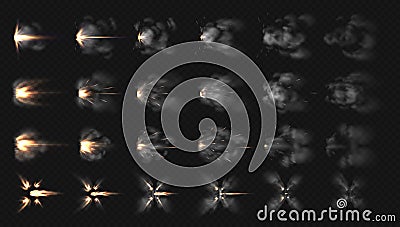 Gun Flash Effects. Realistic Special Effects Steps Of Smoke Clouds And ...