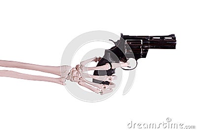 Gun In Skeleton Hand Stock Image - Image: 30652831