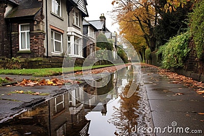 Gutter Failing To Drain Rainwater, Causing A Puddle Royalty-Free Stock ...