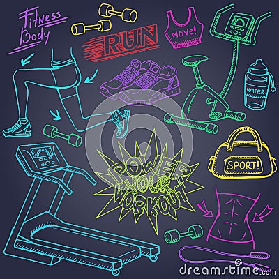 Gym And Fitness Doodles Stock Vector - Image: 51871915