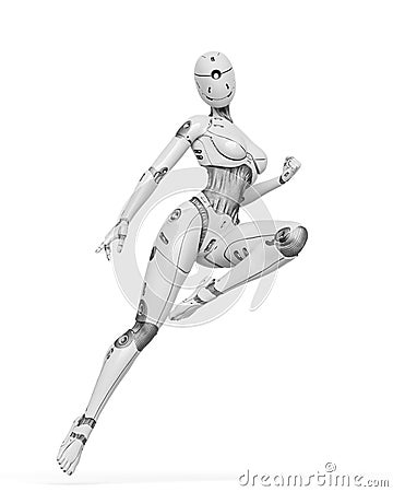 Gynoid Is The Super Fembot Is Doing A Comic Action Pose In White ...