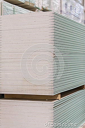 Gypsum Plasterboard In The Pack. The Stack Of Gypsum Board Preparing ...