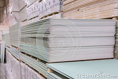 Gypsum Plasterboard In The Pack. The Stack Of Gypsum Board Preparing ...