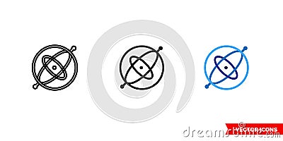 Gyroscope Icon Of 3 Types Color, Black And White, Outline. Isolated ...