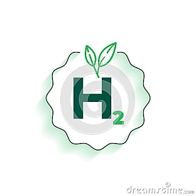 H2 Hydrogen Energy Symbol With Green Leaves Cartoon Vector ...