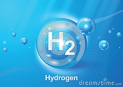 H2 Hydrogen Molecule Gas Pump. Floating Round Elements And Molecules ...