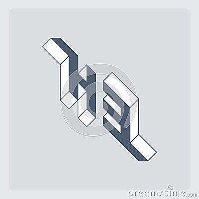 H3 - Logo. Isometric 3d Font For Design. Three-dimension Letters. H And ...