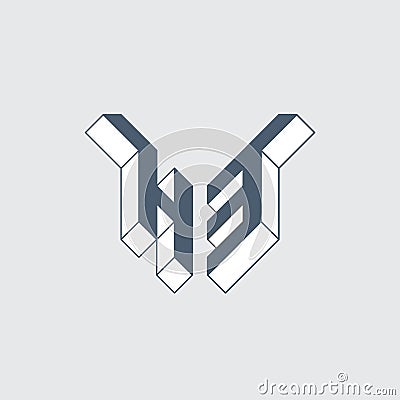 H And 3 - Monogram Or Logotype. H3 Logo. Isometric 3d Font For Design ...