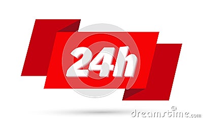 24h Sign Flat Banner Ribbon Vector Illustration | CartoonDealer.com ...