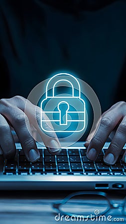 Hacker In Action Fingers Manipulate Keyboard Cracking Password Neon ...