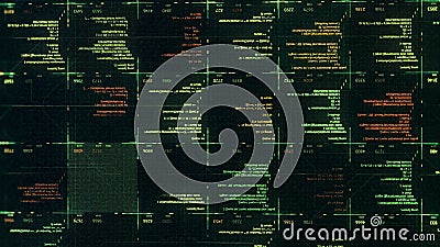 Hacker Attack Detected on Black Screen. Animation. Abstract Computer Screen with Hacking ...