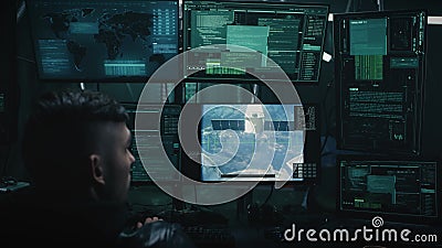 Hacker Controlling Space Module Docking Stock Video - Video of ...