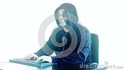 Hacker Hacking on Computer Keyboard White Background Stock Video ...
