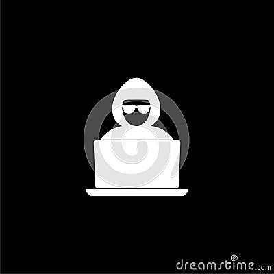 Hacker, Laptop Logo Or Icon On Dark Background Royalty-Free Stock ...