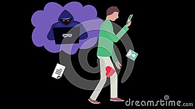 Hacker Steals Money and Data from Unaware Person 2d Animation on ...
