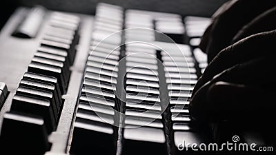 Hacker Typing on Computer Keyboard, Close-up. Silhouette of Hands ...