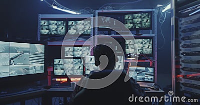 Hacker Watching Security Camera Footage Stock Video - Video of computer ...