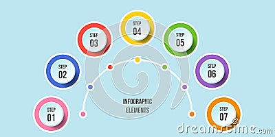 Half Circle Chart, Timeline Infographic Templates Cartoon Vector ...