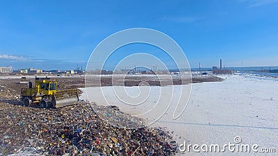 A Large Half-empty Landfill with a Working Compactor. Enviromet ...