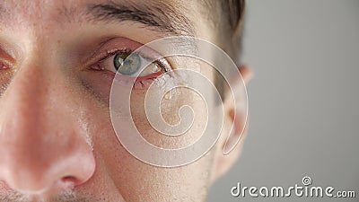 Half Face Portrait of Man Crying with Tears in Eye. Man in Despair ...